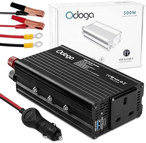 Odoga 500W Power Inverter 12V to 240V – Car Plug Adapter to UK Plug ...
