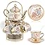 Amazon.com | Zhehao 20 Pcs Porcelain Tea Set with Metal Holder and ...
