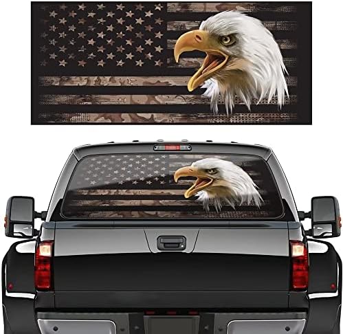 Amazon.com - Patriotic Car Rear Window Decal - American Eagle Flag ...