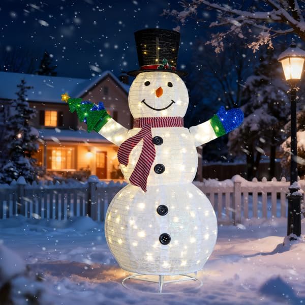Amazon.com: MARCOLOR 5.7FT Lighted Snowman Christmas Yard Decorations ...