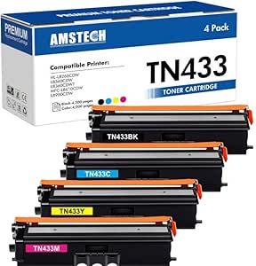 TN-433 TN 433 TN433 Toner Cartridges 4 Pack Compatible for Brother MFC ...