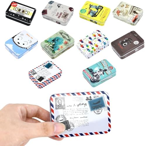 SPEACOUR 10 Pcs Tin Box Small Metal Tins with Lids, Rectangular Tin ...