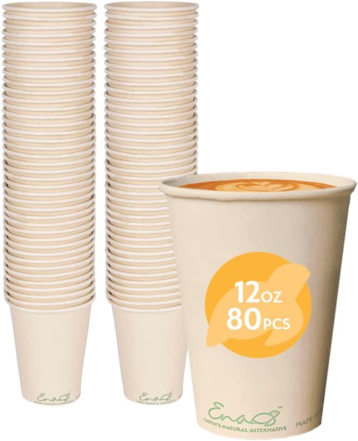 Amazon.com: NY-AUTUMN Disposable Paper Coffee Cups 12 oz - Compostable ...