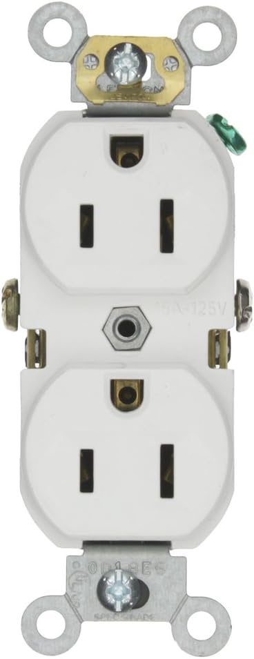 Leviton 223-W 15 Amp, 125 Volt, Duplex Receptacle, Residential Grade ...