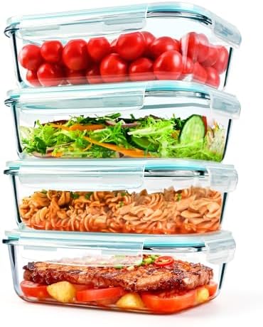 Amazon.com: GEHE 4 Pack 52 oz Large Glass Food Storage Containers with ...
