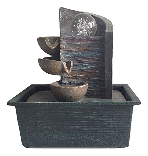 3 Diya Water Fountain with Rolling Crystal Ball for Home Decor with LED ...
