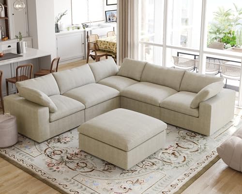 Amazon.com: JACH V Shape Couch Sectional for Living Room, Deep 5-Seats ...