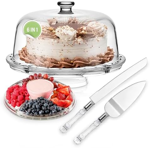 Amazon.com: Cake Stand with Dome Cover, 6-in-1 Multi-Purpose Use, Cake ...