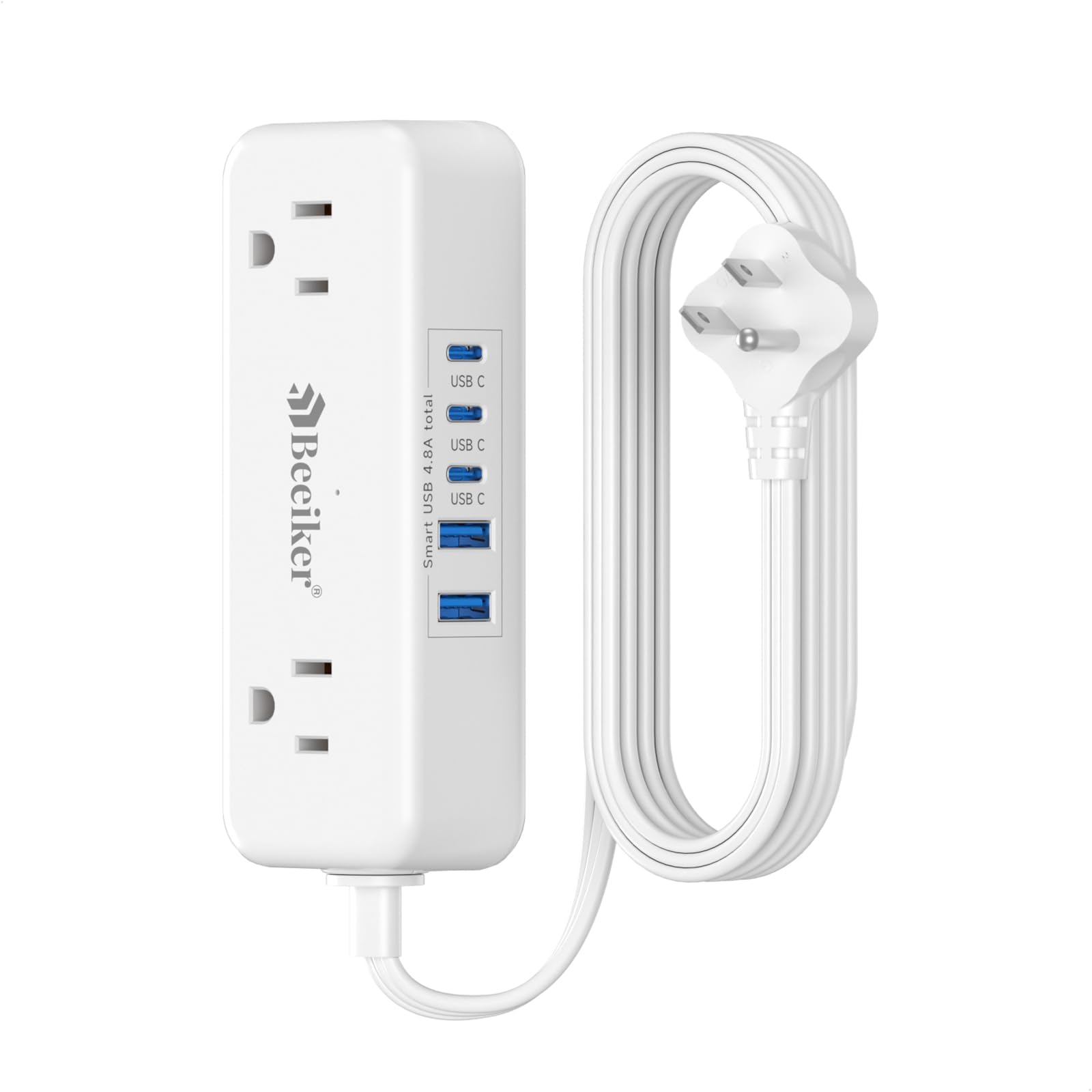 Amazon.com: 5 USB(3 USB C) Travel Power Strip- 5Ft Short Extension Cord with 5 USB Charging ...
