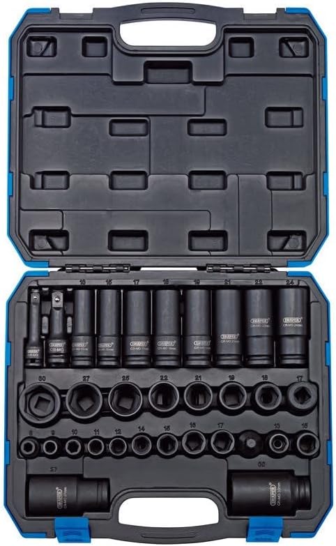Draper 38369 Expert Hi-Torq Metric Socket Set, 1/2" Square Drive, 10 ...
