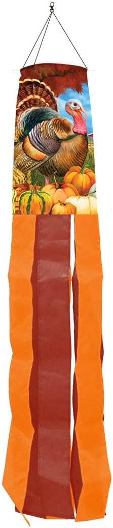 Amazon.com : Fall Turkey and Pumpkins Windsock Wind Twister 40" x 6 ...