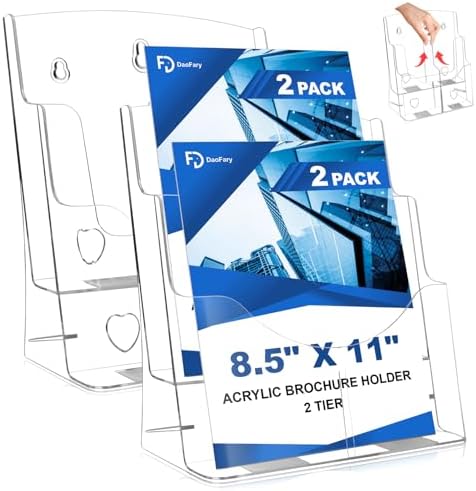 Amazon.com: Nellvita 2 Pcs Acrylic Brochure Holder 8.5x11 Inch, 4 Tier ...