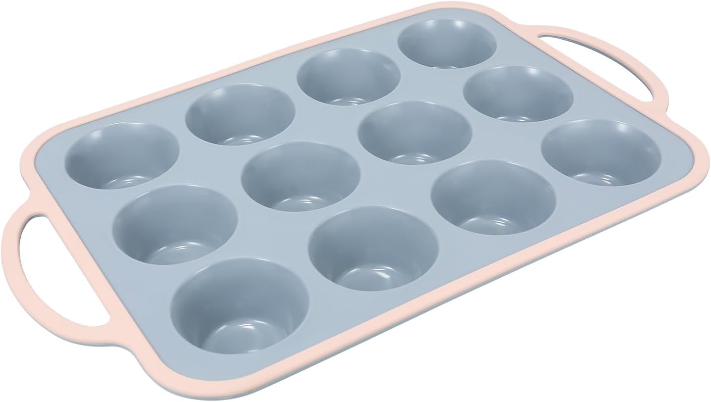 Amazon.com: Jgabplas 12 Cups Silicone Muffin Pan Nonstick Mini Cupcake ...