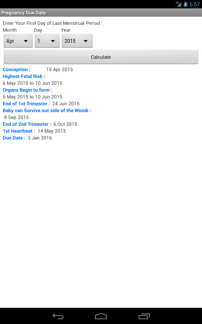 Pregnancy Due Date Calculator - App on Amazon Appstore