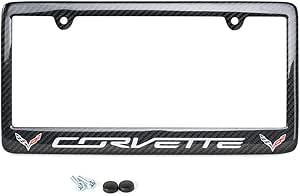 Amazon.com: C7 Corvette Carbon Fiber License Plate Frame with Silver ...
