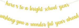 Amazon.com: Here’s to a Bright School Year Banner, Wish You a Wonderful ...