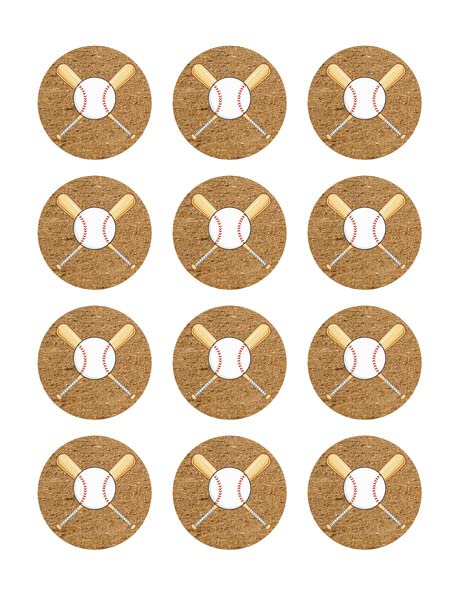 Amazon.com: 2" Pre-Cut Round Baseball Bat Edible Images For Your ...