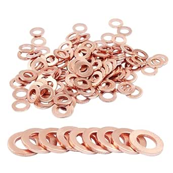 Jersvimc 120Pcs M5 Copper Washer Flat Washer, Copper Gasket Kit Metric ...
