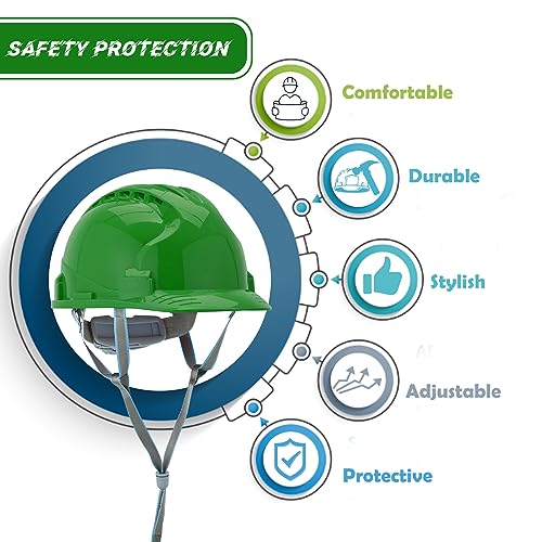 Snapklik.com : Geen Hard Hat Vented Cap Style Green Safety Helmet 4 ...