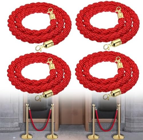 4 Pack Red Velvet Rope Barriers for Crowd Control Party Events & Red ...