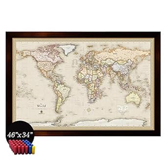 Amazon.com : Home Magnetics Interactive World Map Art | Framed Magnetic ...