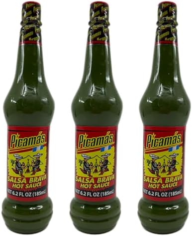Amazon.com : PICAMAS - Green Hot Sauce Salsa Brava 6.2oz Bottles (Pack ...
