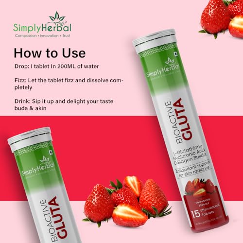 Simply Herbal Bioactive Gluta, Strawberry Flavoured Effervescent ...