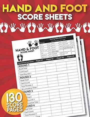Hand and Foot Score Sheets: 130 Large Hand and Foot Score Pad ...