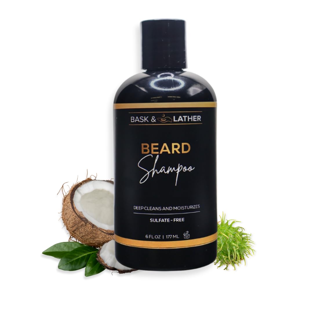 Amazon.com : BASK & LATHER Beard Shampoo for Men, Beard Wash Gently ...