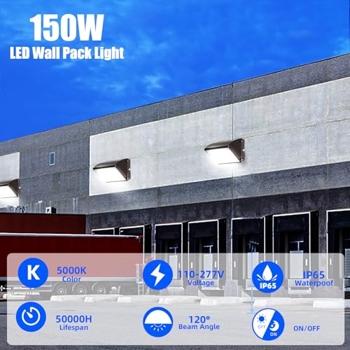 LED Wall Pack Light 150W with Dusk-to-Dawn Photocell, 21000LM 900W HPS ...