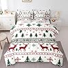 Amazon.com: jejeloiu Xmas Deer Elk Decor Comforter Set Queen 7 Pieces ...