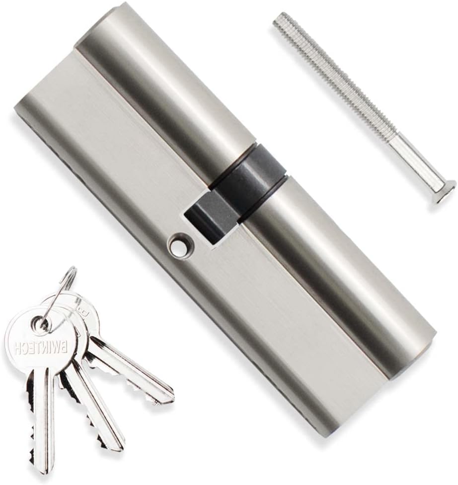 Bwintech 95mm(45/50) Satin Nickel Euro Cylinder Lock,Door Barrel Lock ...