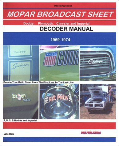 Mopar Broadcast Sheet Decoder Guide 1969-1974: 9780971645905: Books ...