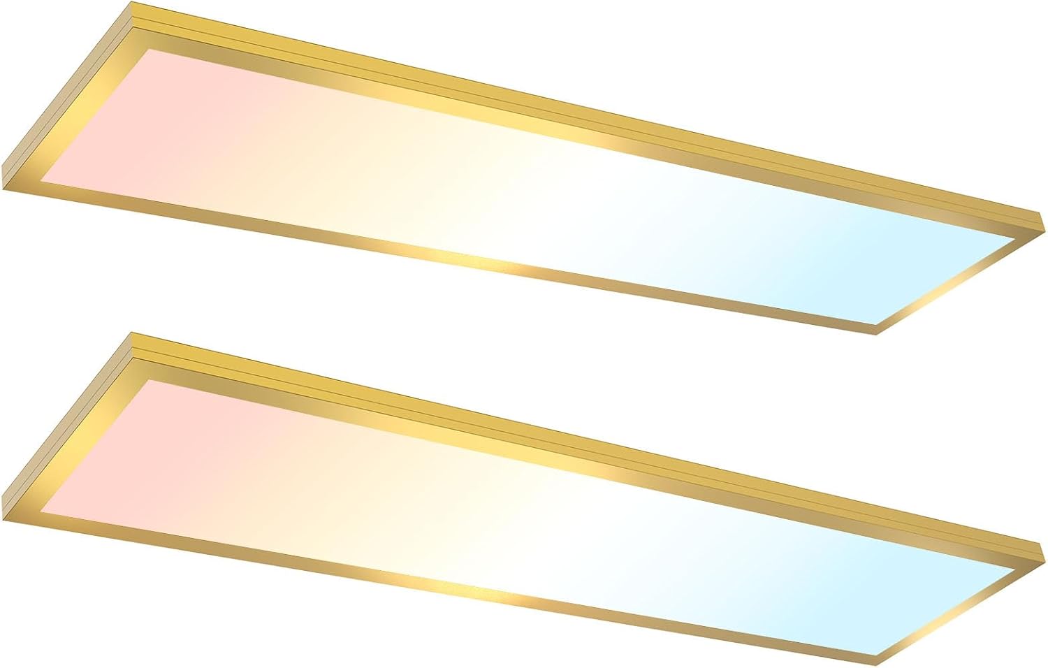 AIKVSXER 1x4 FT LED Flat Panel Flush Mount Light with Golden Frame-50W ...