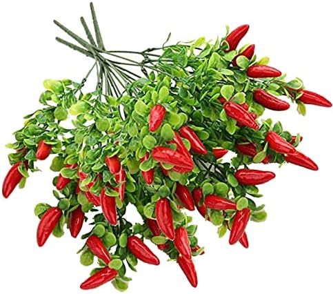 Amazon.com: Wnvivi 10Pcs Artificial Red Pepper Stems with Plastic ...