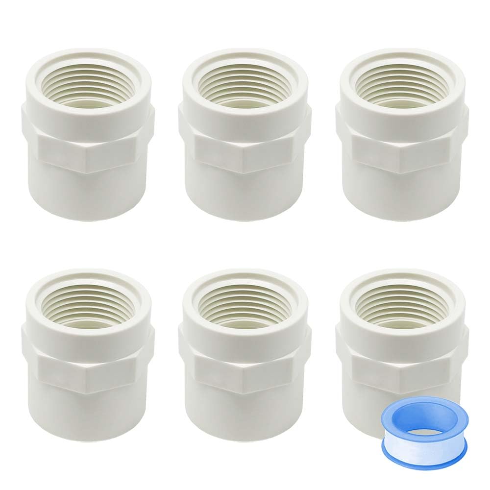 Snapklik.com : 6PCS 1 Inch PVC Coupling Fittings White Slip To Female ...