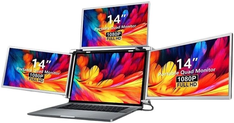 Trion FHD Portable Monitor Quad Screen with One-Cable Triple Display ...