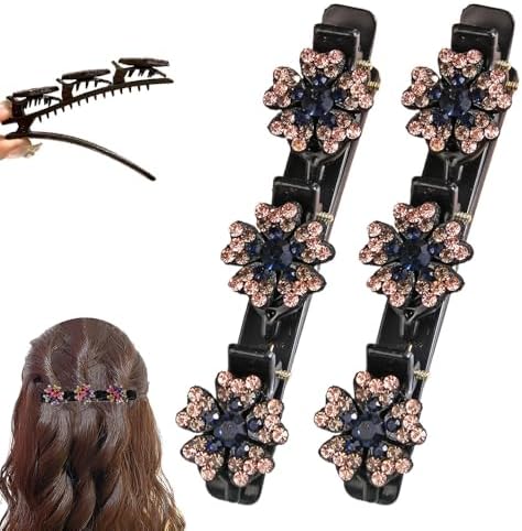 Amazon.com : Outyua Sparkling Crystal Stone Braided Hair Clips for ...