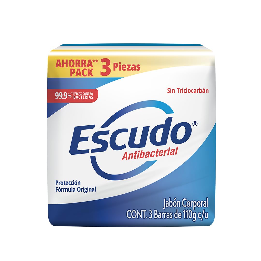 Escudo Antibacterial, Jabón de Tocador Protección Fórmula Original, 3 ...