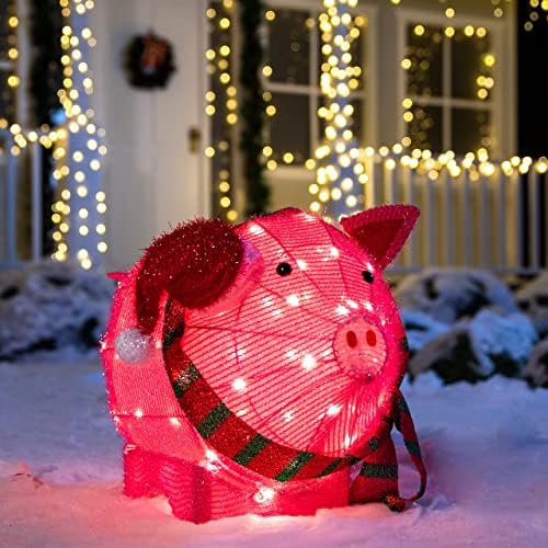 Amazon.com: ATDAWN 25 Inch Light Up Pig, Christmas Yard Decoration, 50 ...