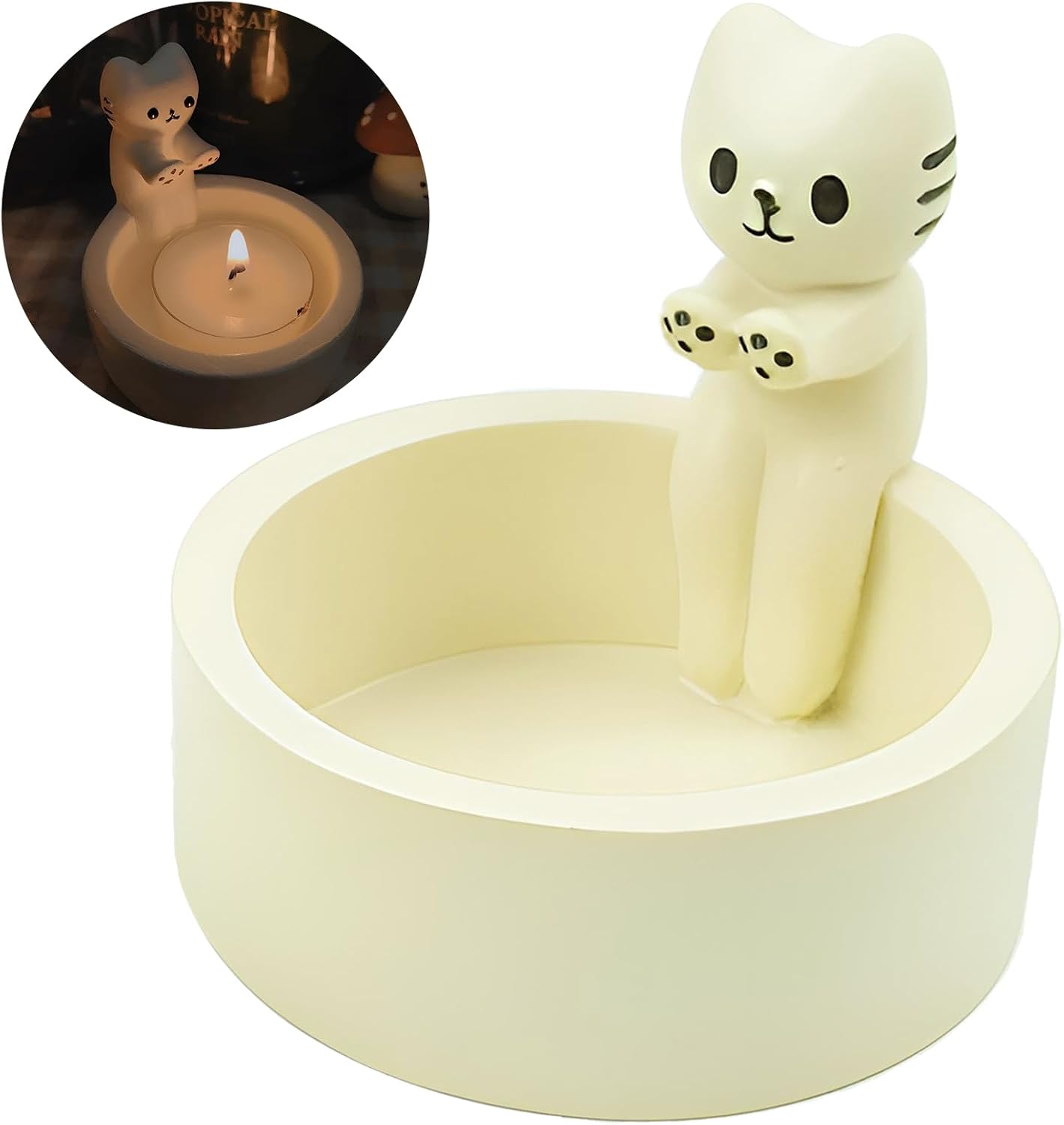 Amazon.com: Cute Cat Kitten Candle Holder - Scented Mini Tea Light ...