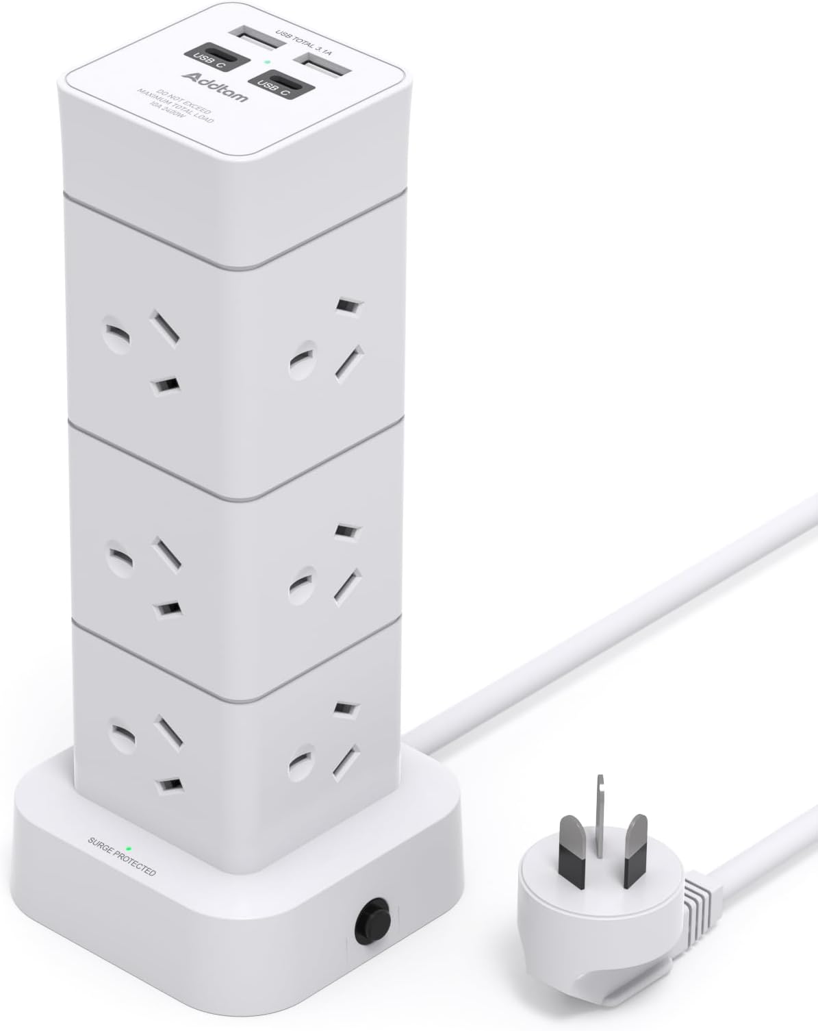 Powerjc Tower Power Strip USB Surge Protector Socket Board 12 AC ...