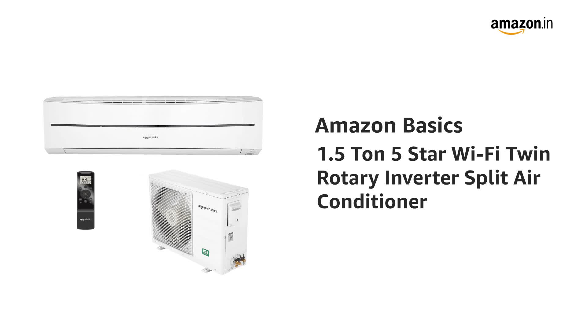 Watch Amazon Basics 1.5 Ton, 5 Star, Wi-Fi Enabled, Twin Rotary ...