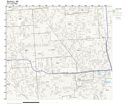 ZIP Code Wall Map of Berkley, MI ZIP Code Map Not Laminated: Amazon.com ...