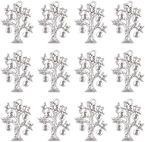 Amazon.com: SUNNYCLUE 1 Box 40Pcs Money Tree Charms Sliver Tree Charm ...