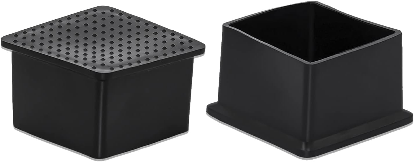 Flyshop 4PCS Black PVC Non-Scratch Chair Leg Cap, Square Chair Leg ...