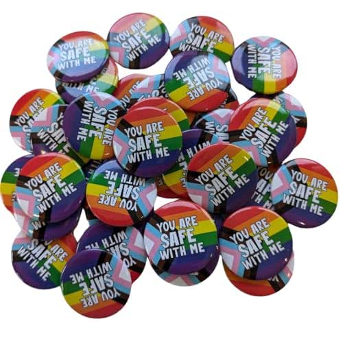 Pride and Pronouns You Are Safe With Me Pride Badges, Bulk Packs 32mm/1 ...