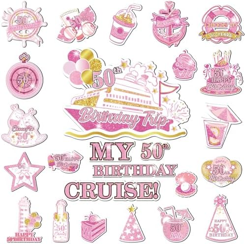 Amazon.com: 50th Birthday Cruise Door Decorations Magnets,Purple Black ...