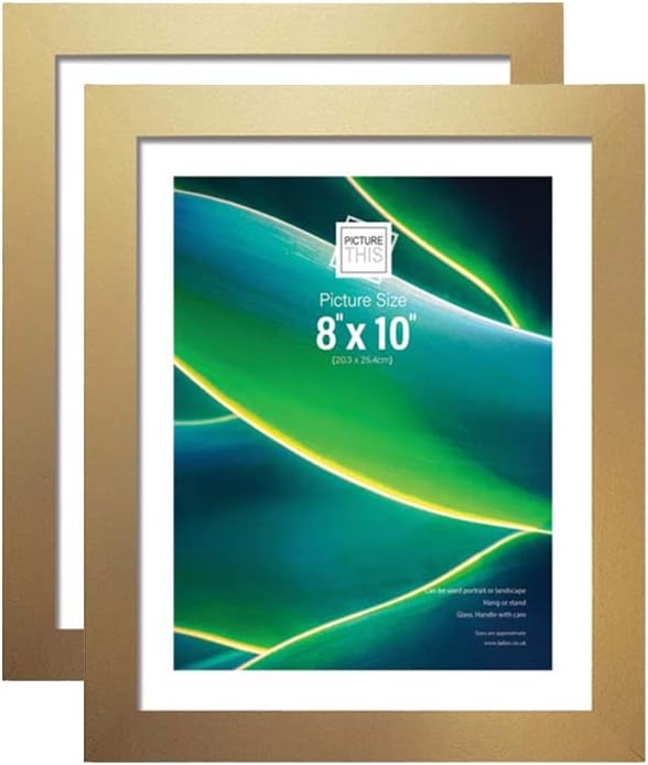 Set of 2 Gold 8x10 Inch Glass Front Photo Frames - Wall Gallery Display ...