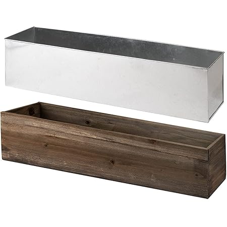 Amazon.com : CYS EXCEL Natural Brown Wood Rectangle Planter Box with ...